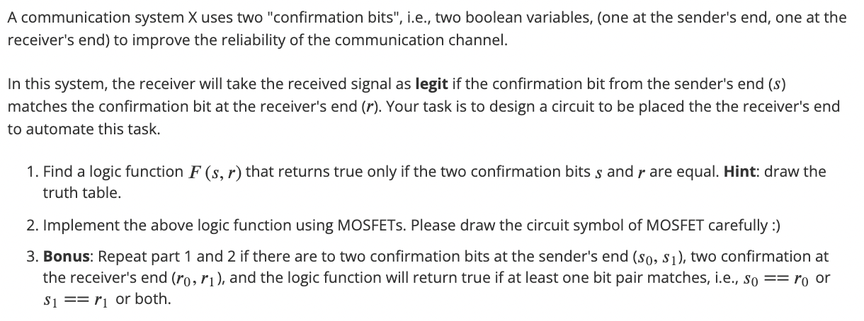 Solved A communication system X uses two "confirmation | Chegg.com