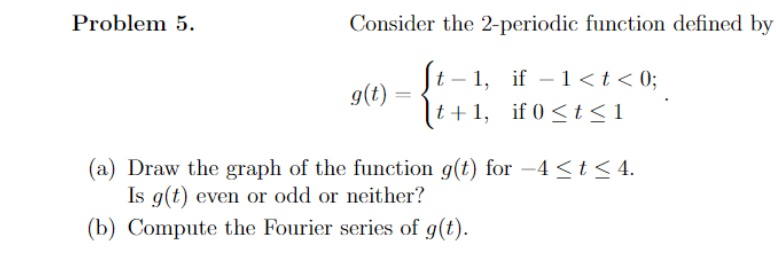Solved Problem 5. Consider the 2-periodic function defined | Chegg.com