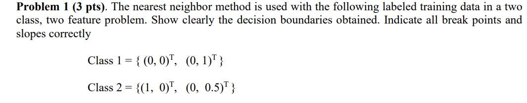 Solved Problem 1 (3 pts). The nearest neighbor method is | Chegg.com