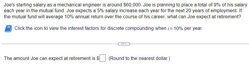 Solved Joe's starting salary as a mechanical engineer is | Chegg.com