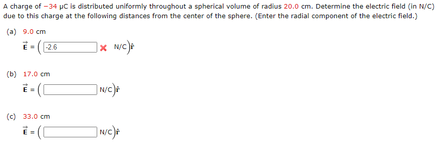 Solved A charge of −34μC is distributed uniformly throughout | Chegg.com