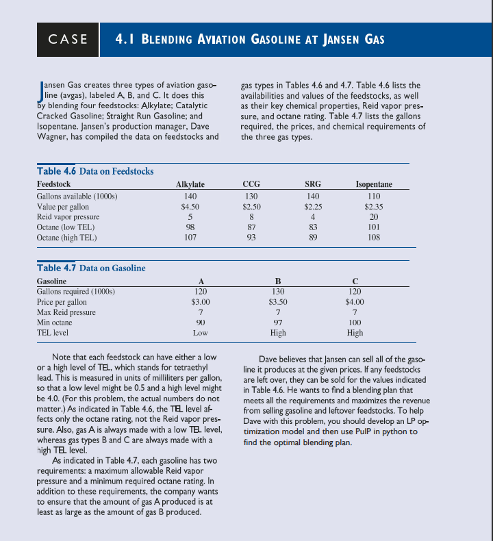 4. I BlEnding AVIATION GASOLINE AT JANSEN GAS Iansen | Chegg.com