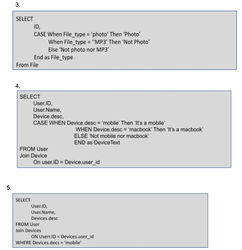 Solved Given the three tables, write out what you think | Chegg.com