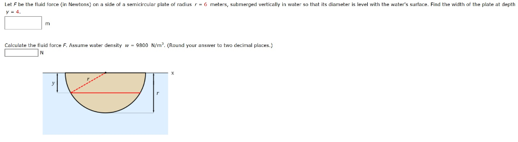 Solved Let F be the fluid force (in Newtons) on a side of a | Chegg.com