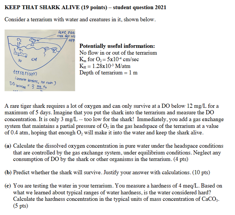 Solved KEEP THAT SHARK ALIVE (19 points) - student question | Chegg.com