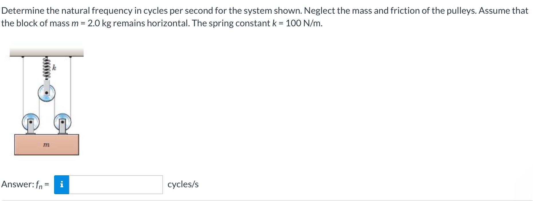 Solved Determine the natural frequency in cycles per second | Chegg.com