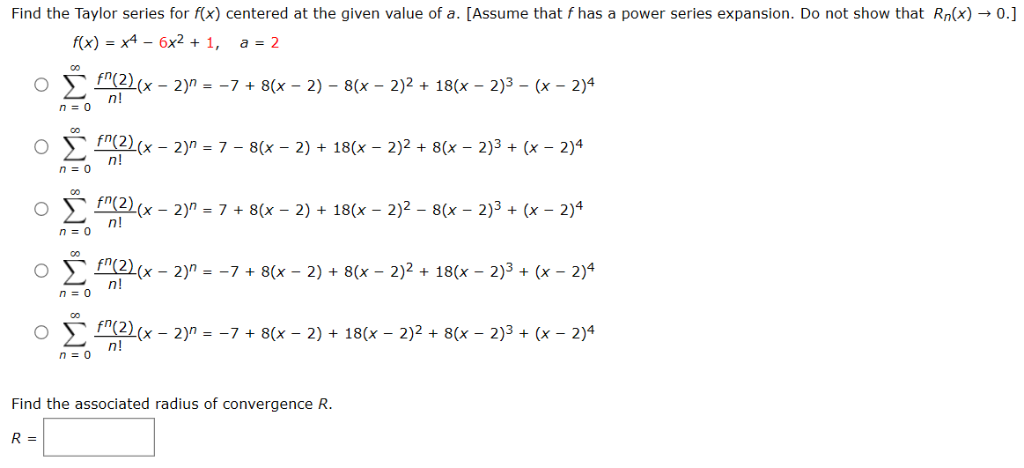 Solved Find the Taylor series for f(x) centered at the given | Chegg.com