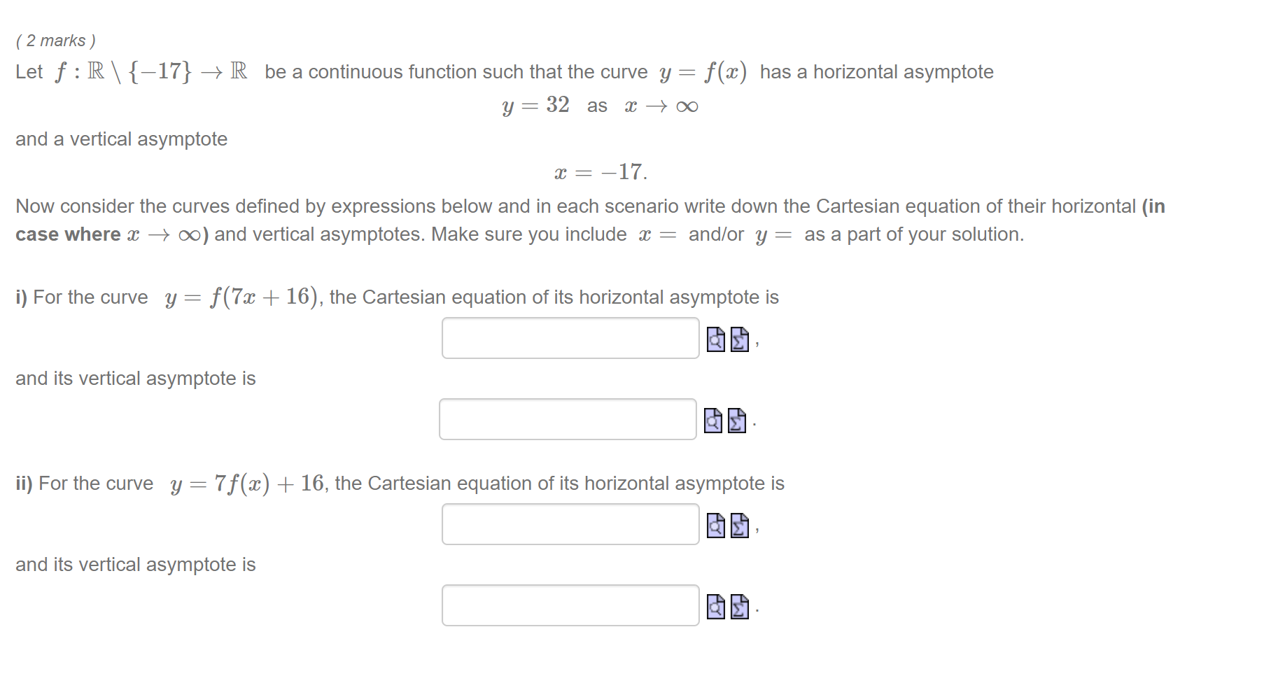 Solved : = (2 marks ) Let f:R\{-17} +R be a continuous | Chegg.com