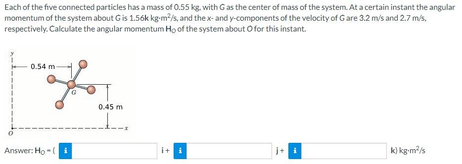 Solved Each of the five connected particles has a mass of | Chegg.com