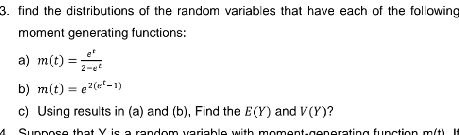 Solved find the distributions of the random variables that | Chegg.com