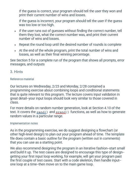Solved 4.22 Program 4: Guessing Game 1. Introduction In this | Chegg.com