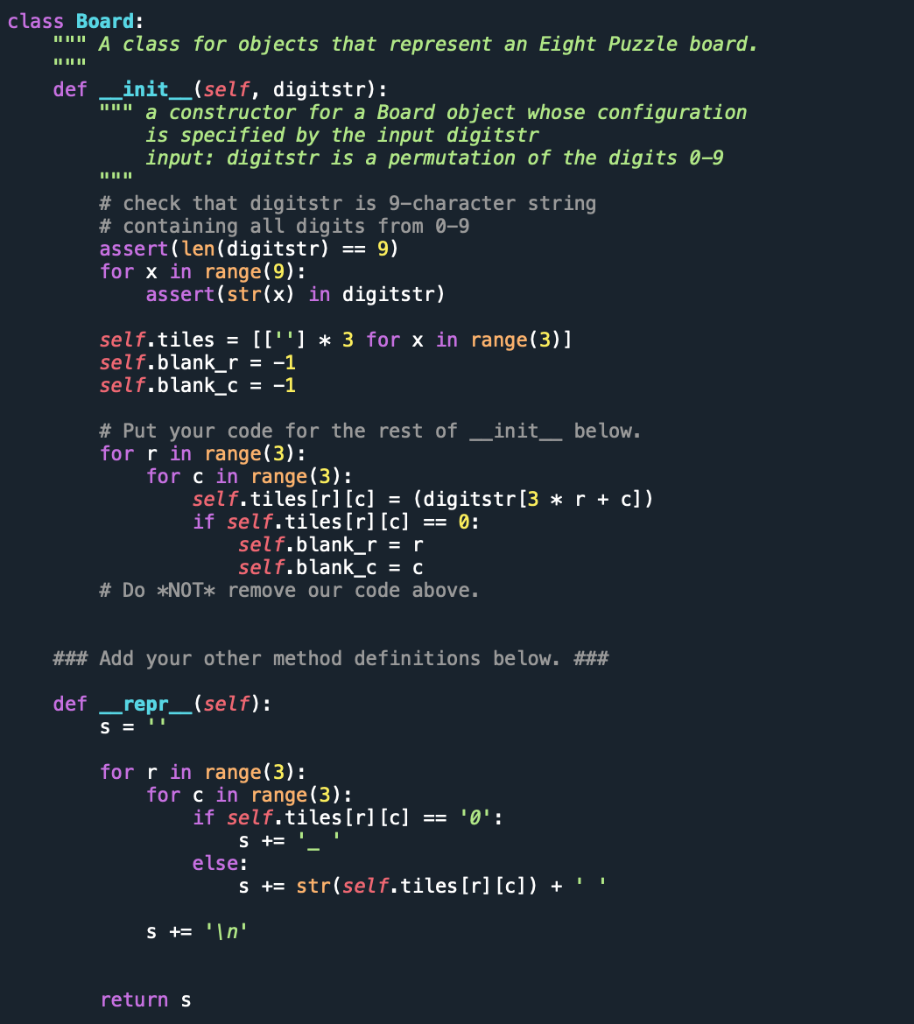 class Board: A class for objects that represent an | Chegg.com