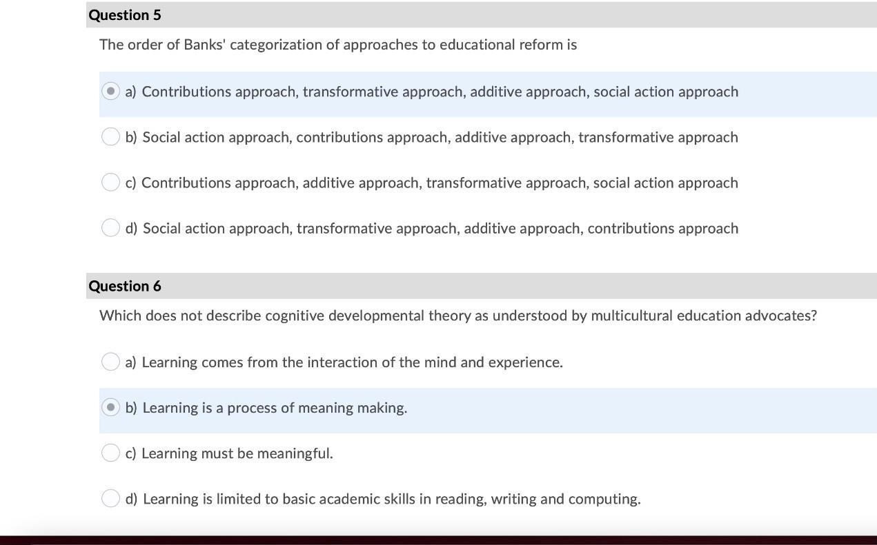 Solved Question 5 The order of Banks' categorization of | Chegg.com