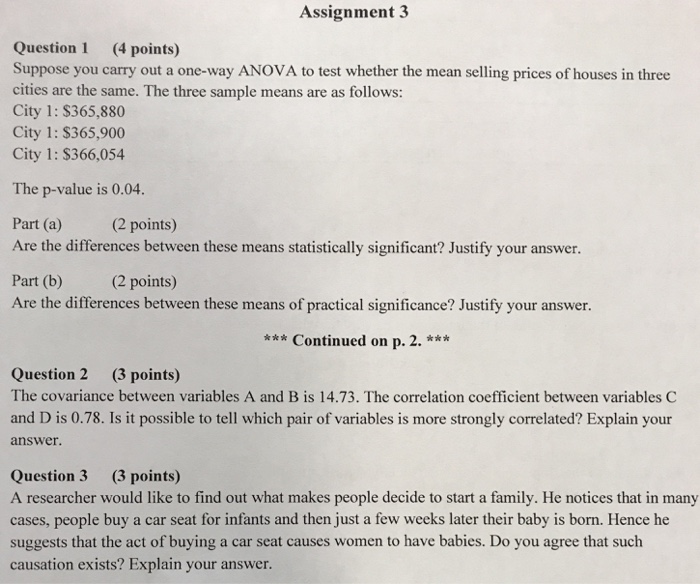 Solved Assignment 3 Question 1 (4 points) Suppose you carry | Chegg.com