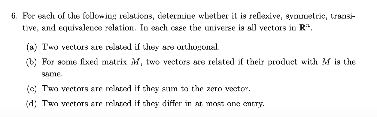 Solved 6. For each of the following relations, determine | Chegg.com