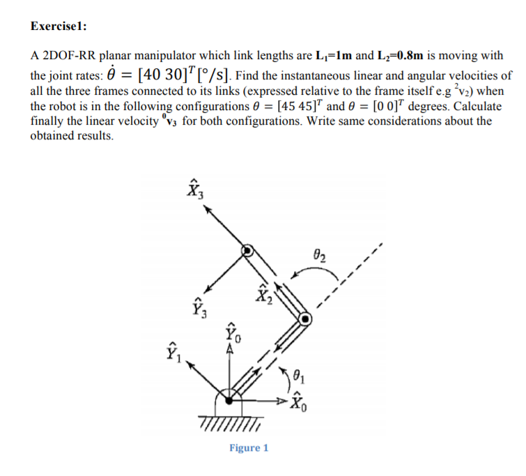 Exercisel: A 2DOF-RR planar manipulator which link | Chegg.com