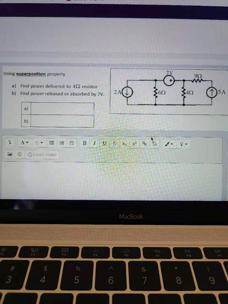 Solved Using superposition property 7V 992 a) Find power | Chegg.com