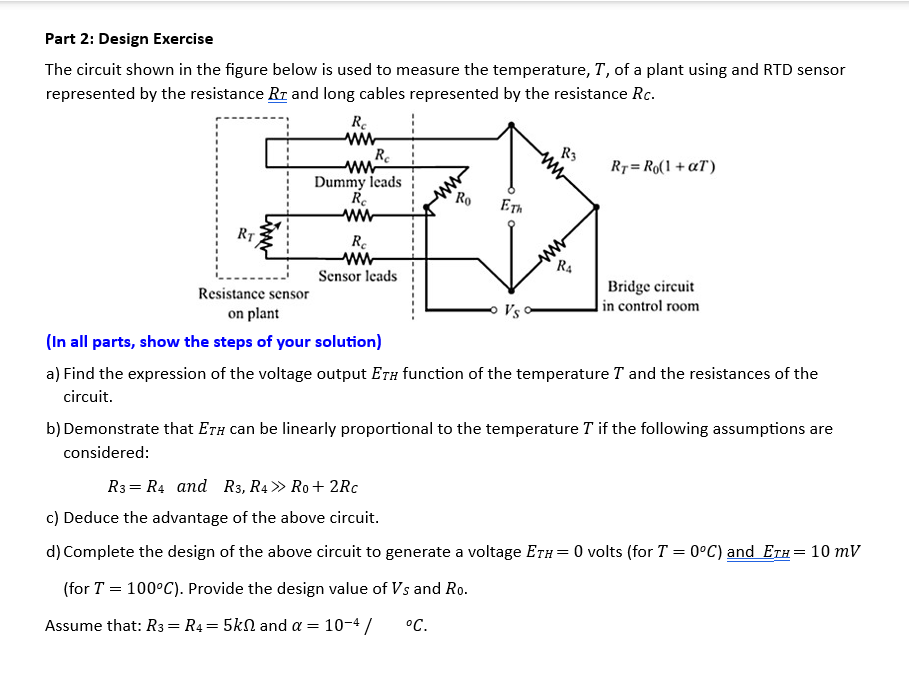 Solved Part 2: Design Exercise The circuit shown in the | Chegg.com