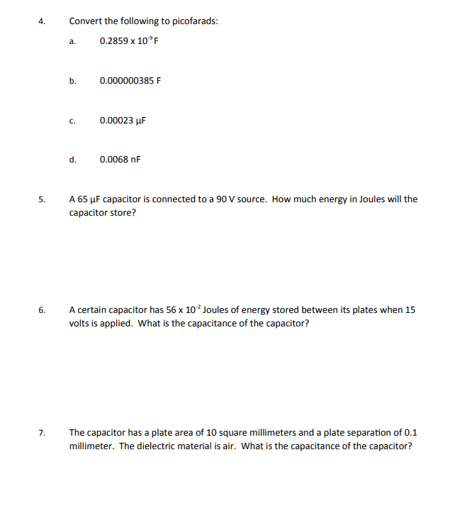 Solved Convert the following to picofarads: a. 0.2859 x 10°F | Chegg.com