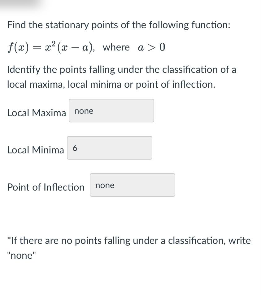 Solved Find the stationary points of the following function: | Chegg.com