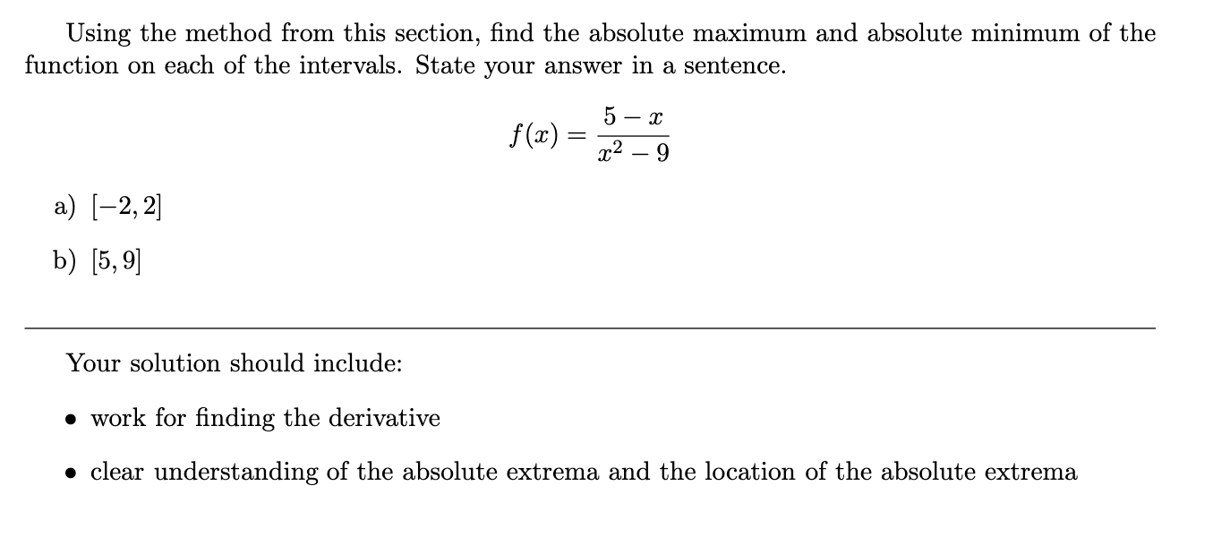 Solved Using the method from this section, find the absolute | Chegg.com