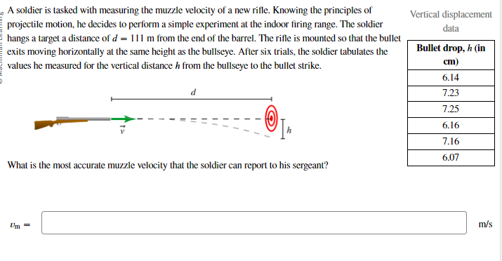 Solved A soldier is tasked with measuring the muzzle | Chegg.com