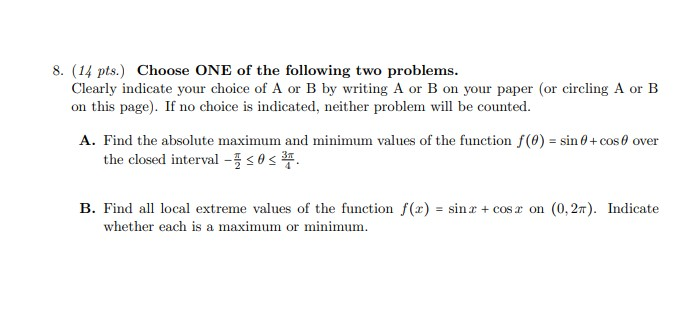 Solved 8. (14 pts. Choose ONE of the following two problems. | Chegg.com
