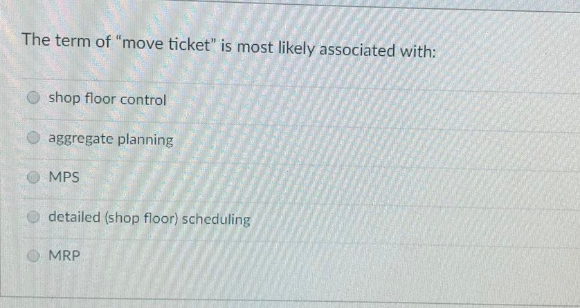 Solved The term of "move ticket" is most likely associated | Chegg.com