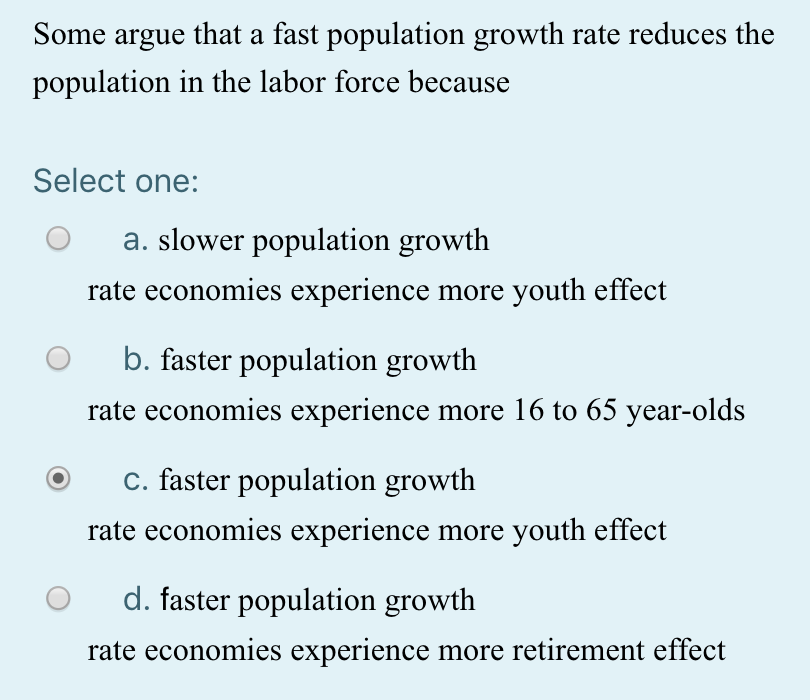 Solved Some argue that a fast population growth rate reduces | Chegg.com
