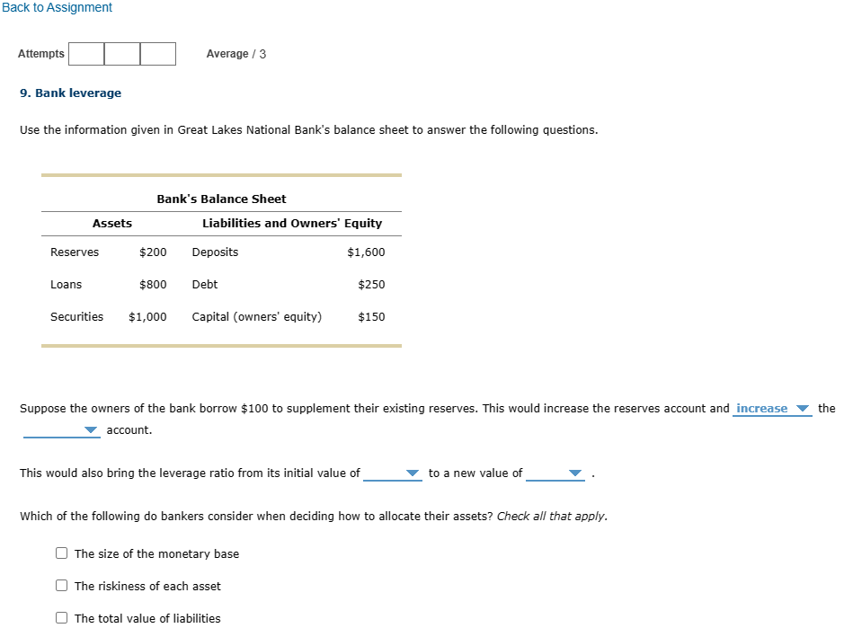 9. Bank leverage Use the information given in Great | Chegg.com