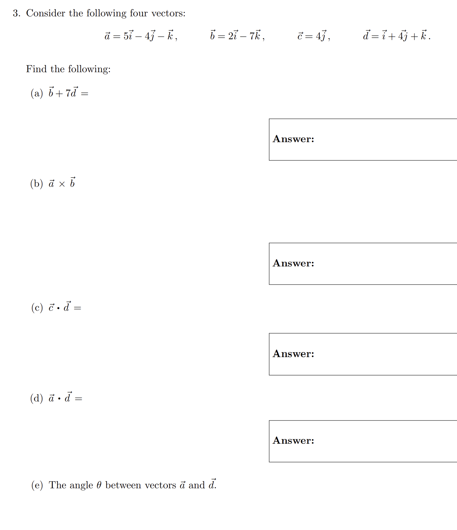 Solved 3. Consider the following four vectors: | Chegg.com