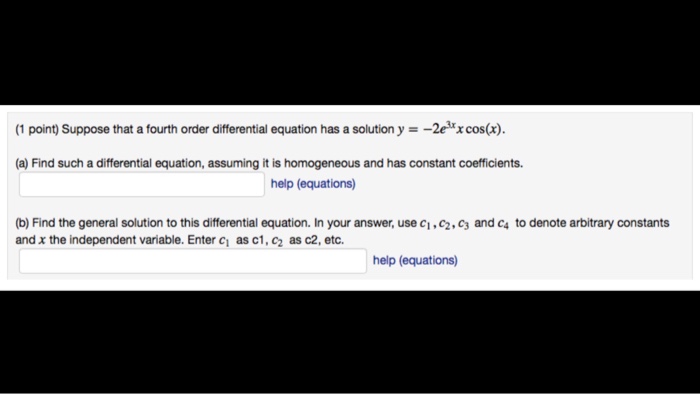 Solved (1 point) Suppose that a fourth order differential | Chegg.com