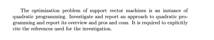 Solved The optimization problem of support vector machines | Chegg.com