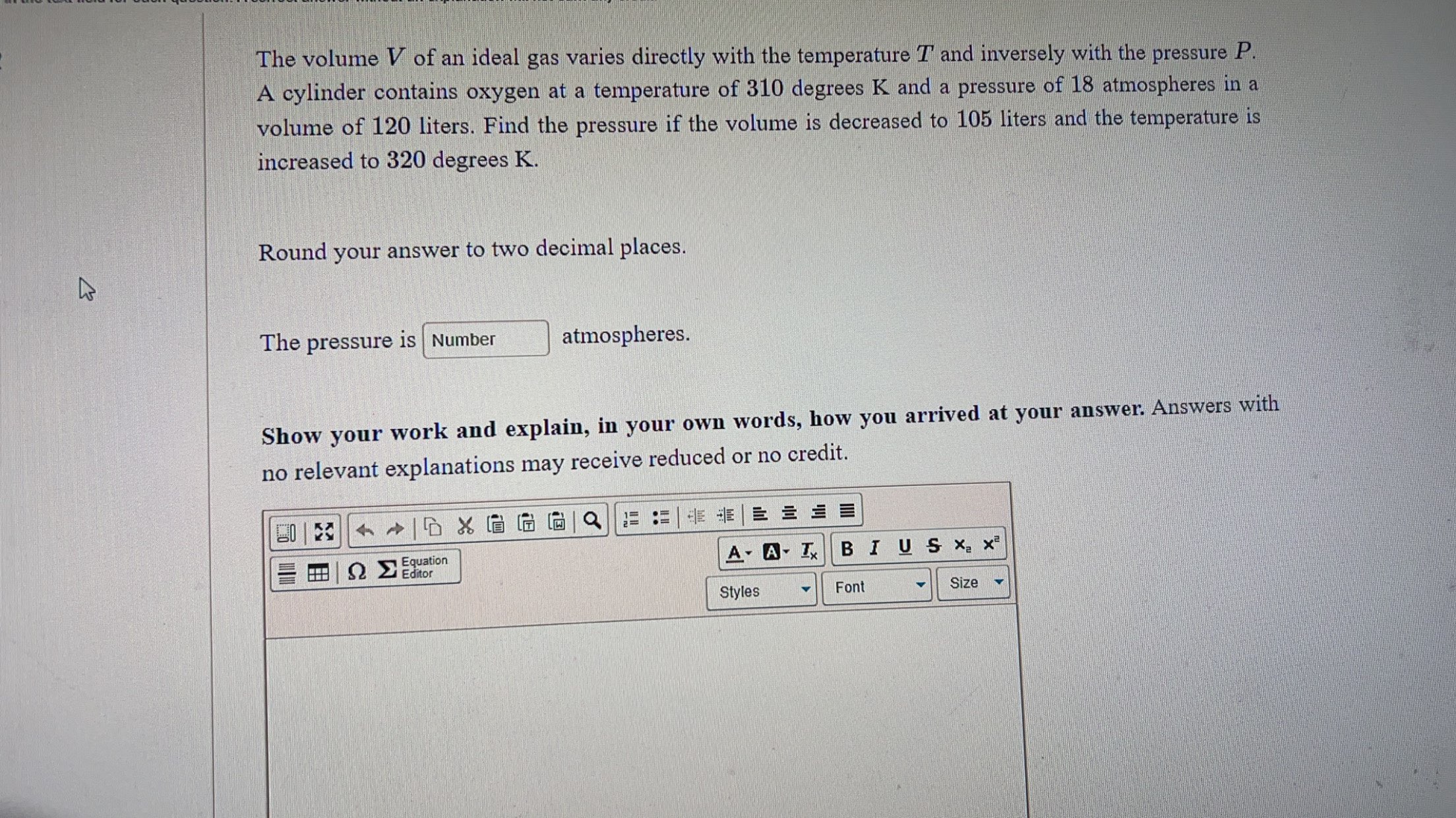 Solved The volume V of an ideal gas varies directly with the | Chegg.com