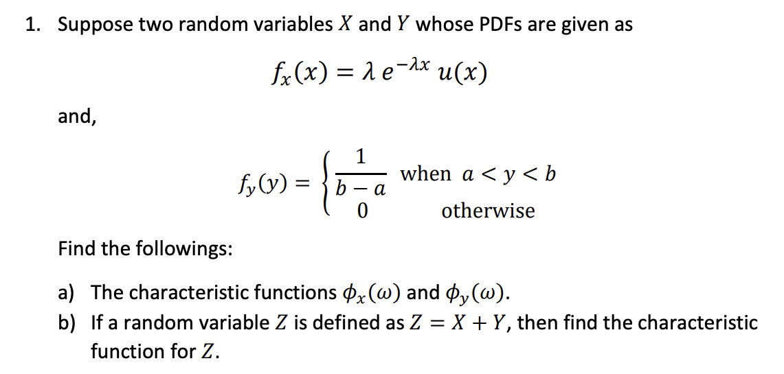 Solved Suppose two random variables X and Y whose PDFs are | Chegg.com