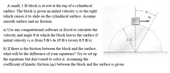 Solved Vo A small, 1 lb block is at rest at the top of a | Chegg.com