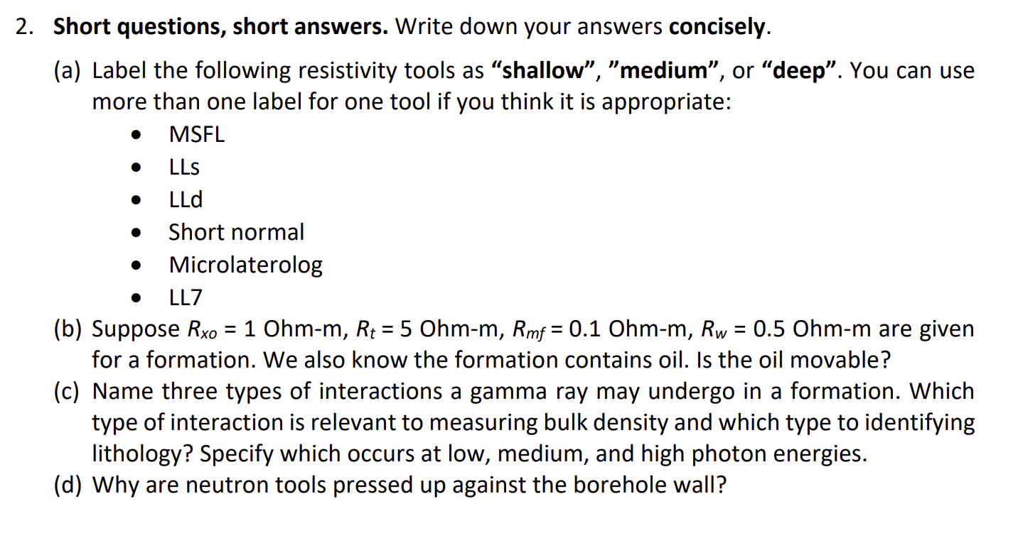 Solved 2. Short questions, short answers. Write down your | Chegg.com
