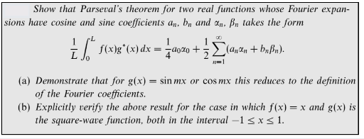Show that Parseval's theorem for two real functions | Chegg.com