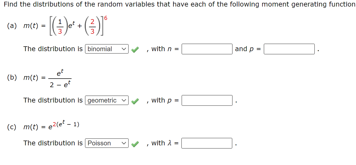 Solved Find the distributions of the random variables that | Chegg.com