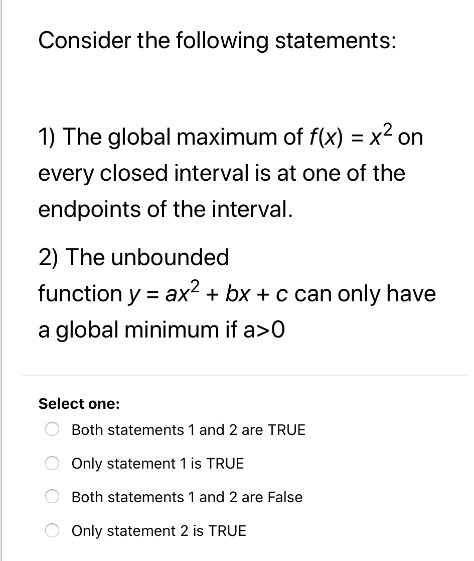 Solved Consider the following statements: = 1) The global | Chegg.com