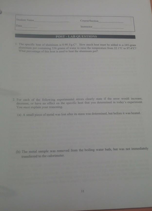 Solved Student Name Course/Section Date Instructor POST - | Chegg.com Solved Student Name Course/Section Date Instructor POST - | Chegg.com