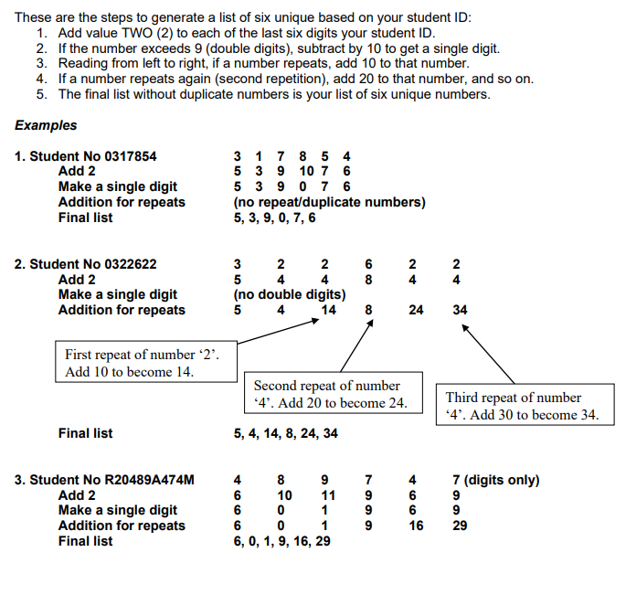 These are the steps to generate a list of six unique | Chegg.com