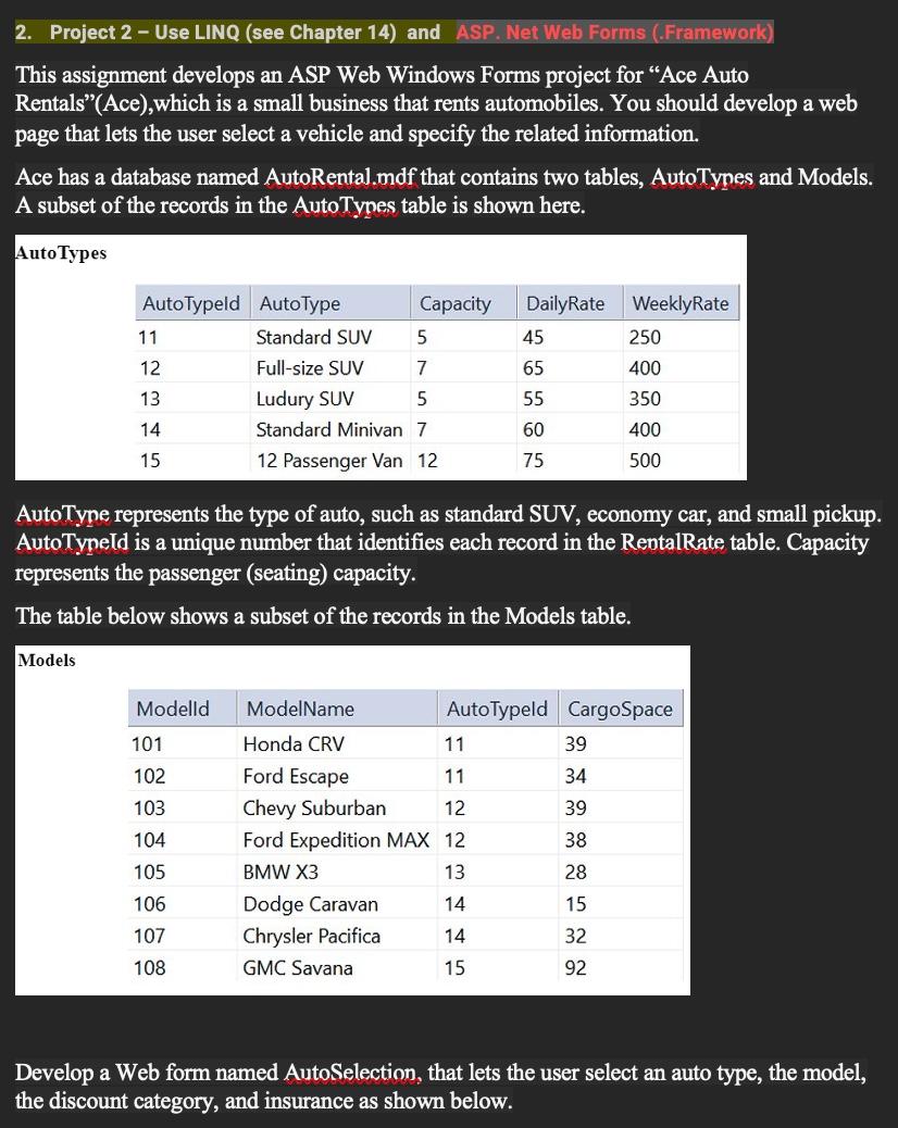 Solved Project 1 - Use SQL (see Chapter 12) Windows Forms | Chegg.com