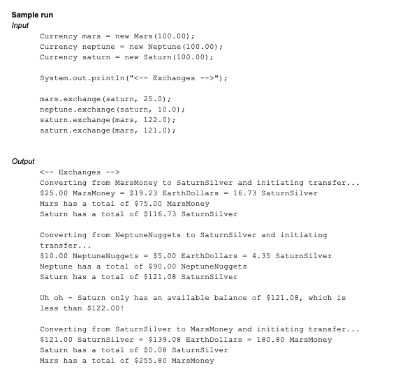 Solved Implementation details You will create 3 currency | Chegg.com