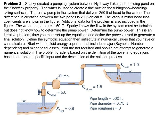 Solved Problem 2 - Sparky created a pumping system between | Chegg.com
