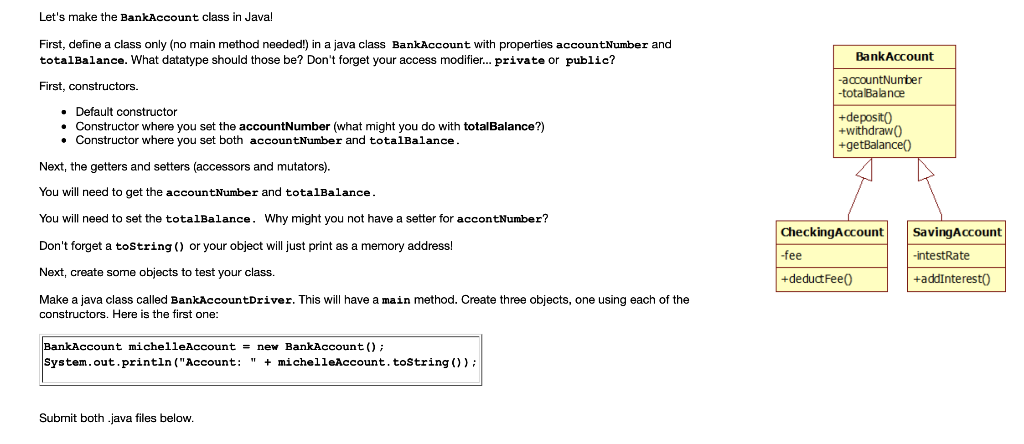 Solved Lets Make The Bankaccount Class In Java First