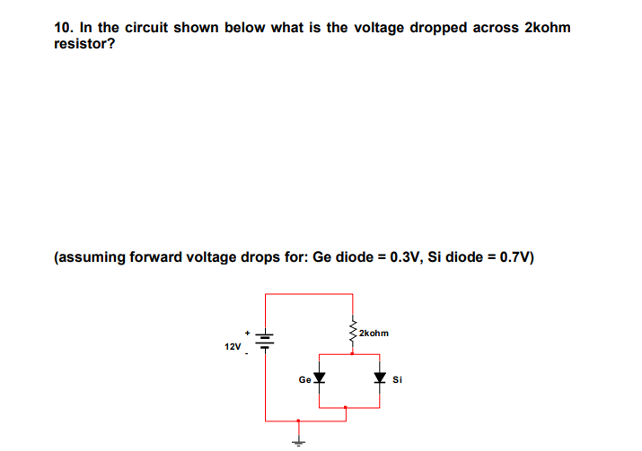 Solved 10. In the circuit shown below what is the voltage | Chegg.com