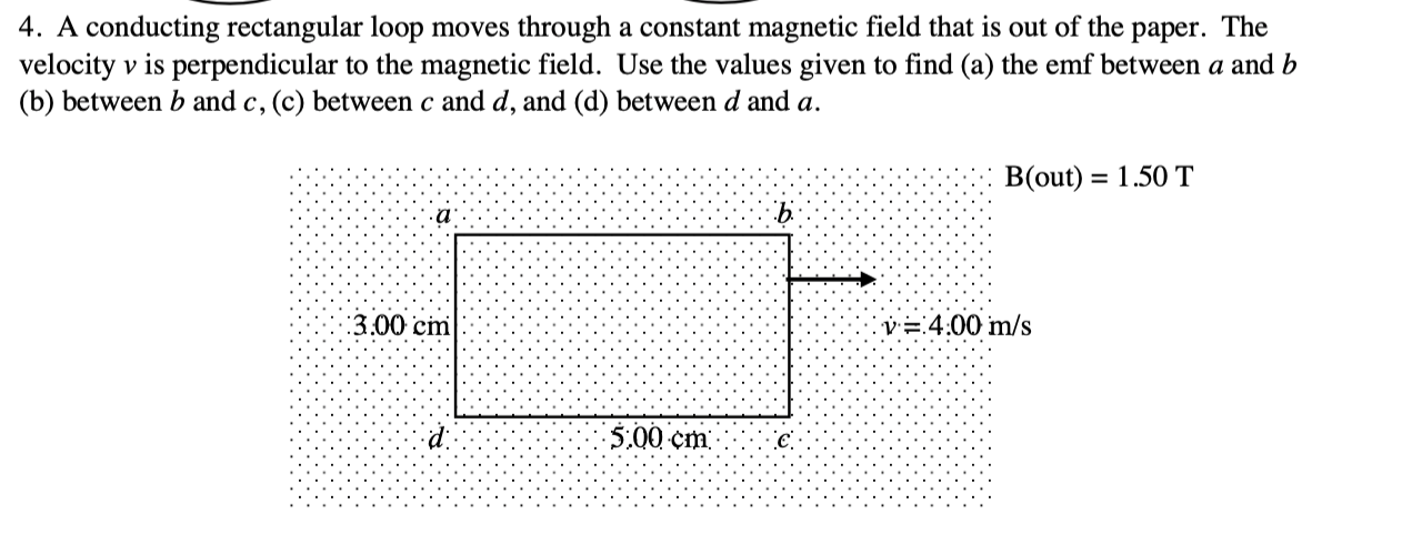 Solved 4. A conducting rectangular loop moves through a | Chegg.com
