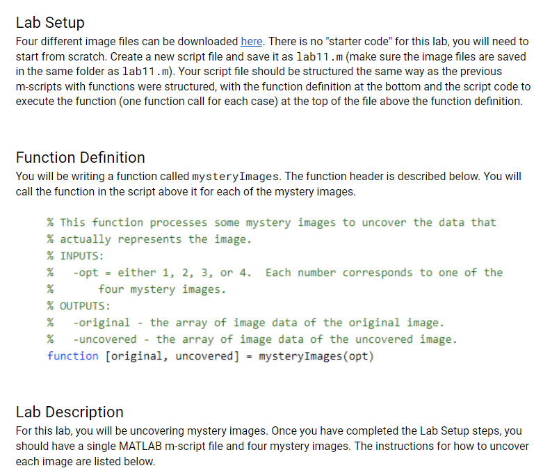 Lab Setup Four different image files can be | Chegg.com