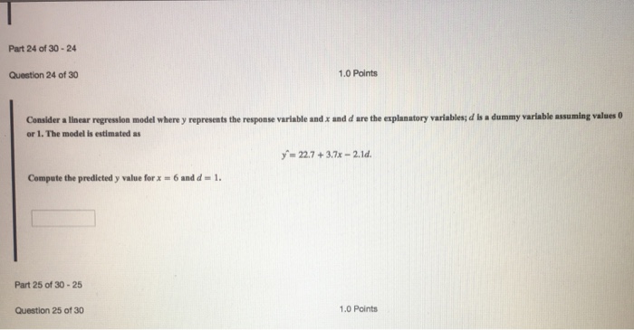 Solved Part 24 of 30- 24 Question 24 of 30 1.0 Points | Chegg.com